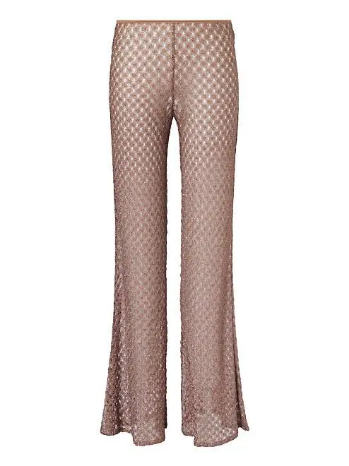 Missoni Raschel Lace Flared Rayon-blend Trousers - Brown