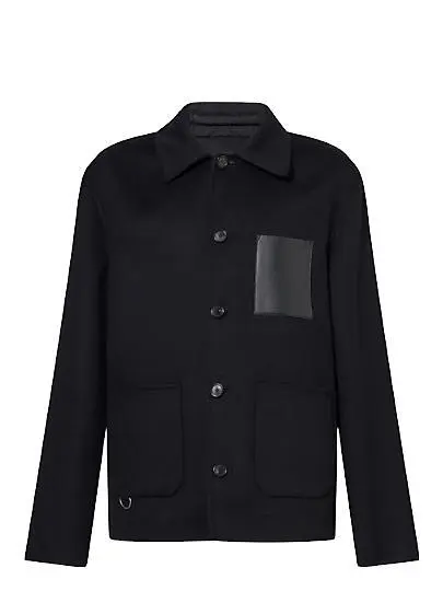 Loewe Workwear Leather-pocket Wool And Cashmere Jacket - Black