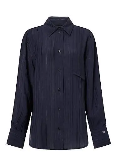 Victoria Beckham Stitched-stripe Woven Shirt - Navy