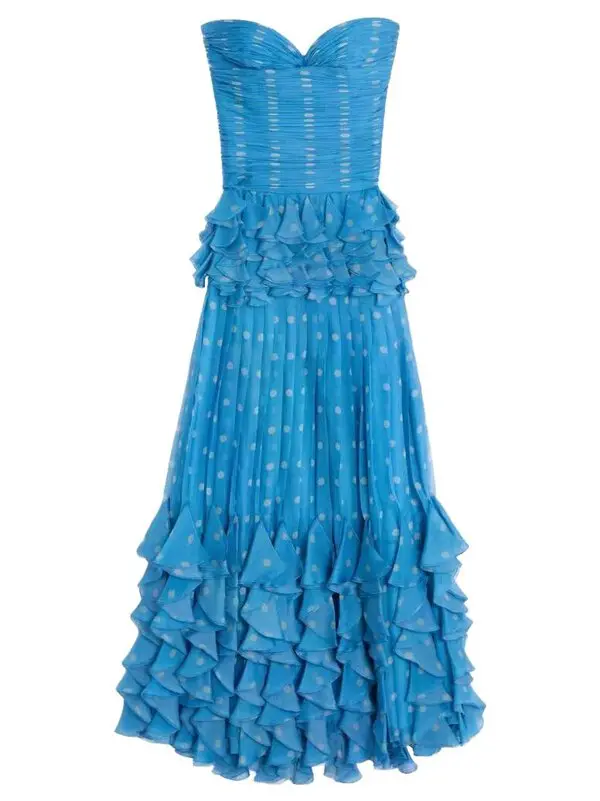 Valentino Garavani Printed Chiffon Long Dress - Blue