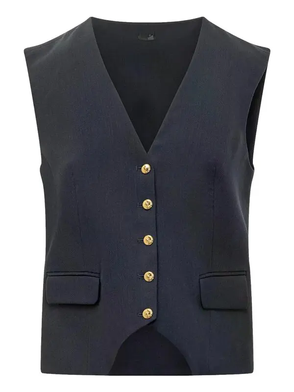 Pinko Button Detailed Vest - Blue