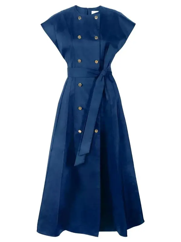 Carolina Herrera Double-breasted Midi Dress With Sash - Blue