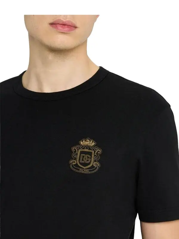 Dolce & Gabbana Apos;s Heraldic Patch Cotton T-shirt - Nero