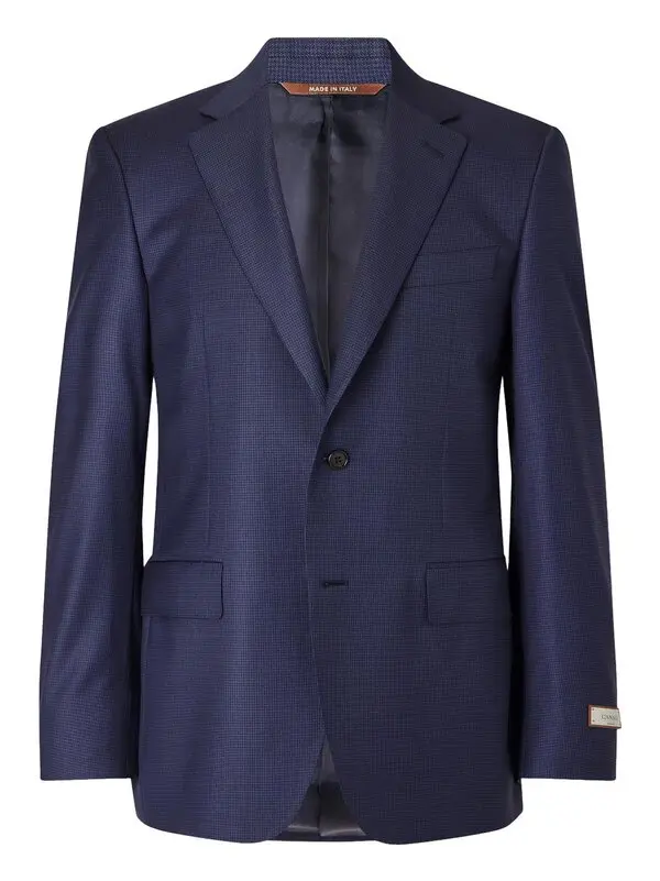 Canali Puppytooth Wool Suit Jacket - Blue
