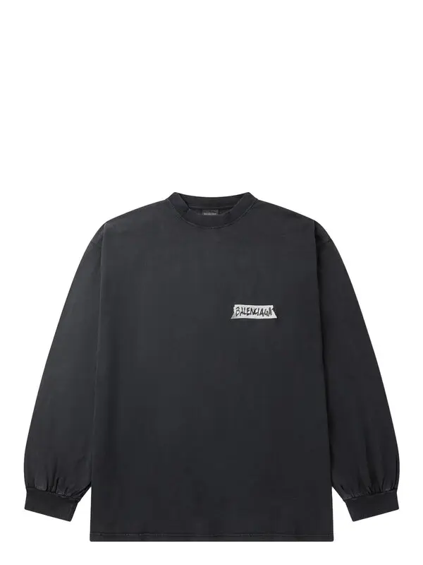 Balenciaga Oversized Logo-print Cotton-jersey T-shirt - Black