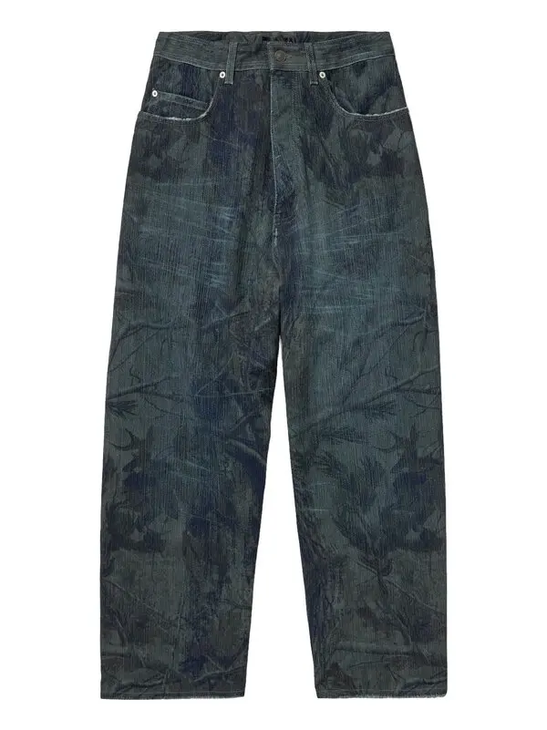 Balenciaga Wide-leg Camouflage-print Jeans - Blue