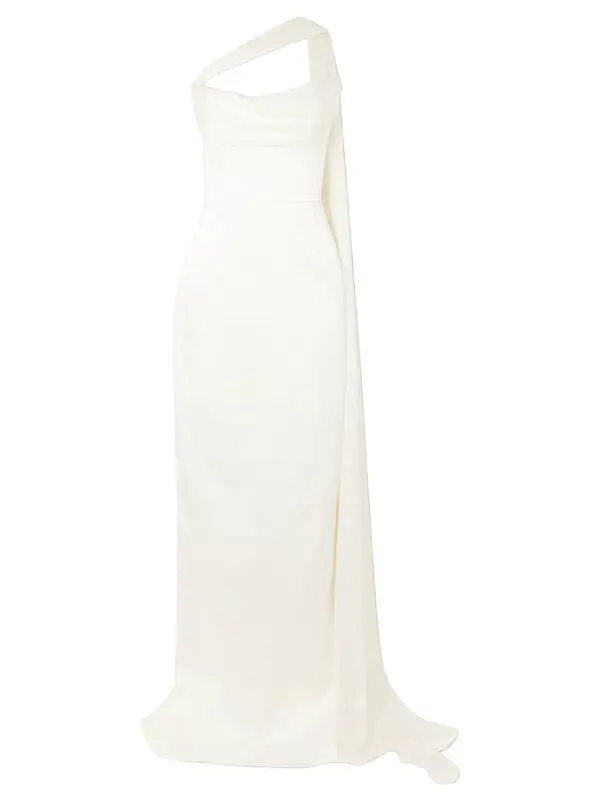 THE NEW ARRIVALS ILKYAZ OZEL Julietta Draped Silk-satin Gown - White