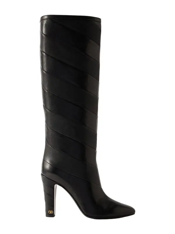 Valentino Garavani Rayons Paneled Knee Boots - Black