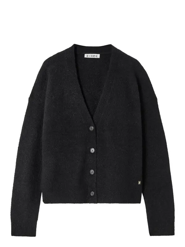 Eterne Walt Embellished Brushed Cashmere-blend Cardigan - Black