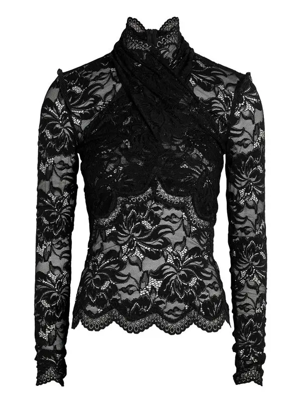 Rabanne Floral Stretch-lace Top - Black