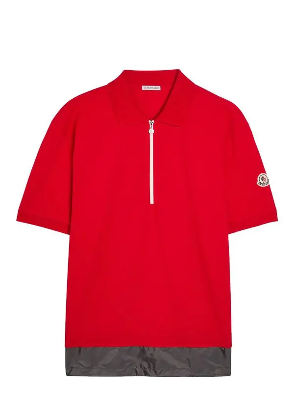 Moncler Logo-appliquéd Piqué Cotton Polo Shirt - Red