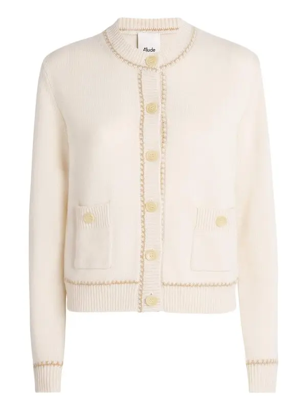 ALLUDE Wool-cashmere Button-up Cardigan - Beige