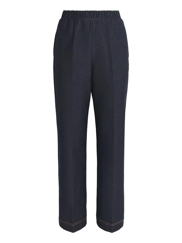Max Mara Cotton-blend Straight Trousers - Blue