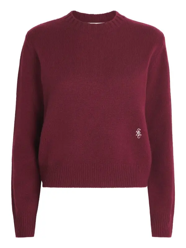 SPORTY & RICH Cashmere-wool Blend Crew Neck Sweater - Burgundy