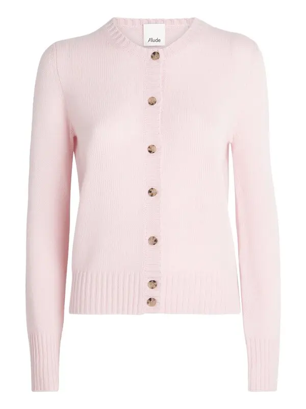 ALLUDE Cashmere Button-up Cardigan - Pink