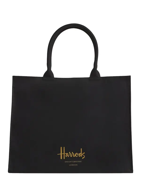 Harrods Large Cotton Logo Tote - Black