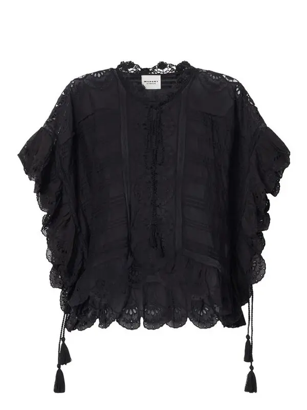MARANT ETOILE Floral Lace Top - Black