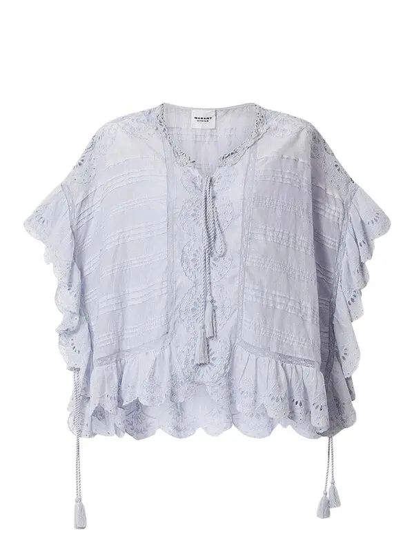 MARANT ETOILE Floral Lace Top - Light Blue