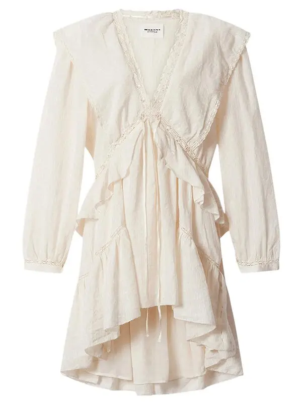 MARANT ETOILE Damya Cotton And Linen Dress - Ecru