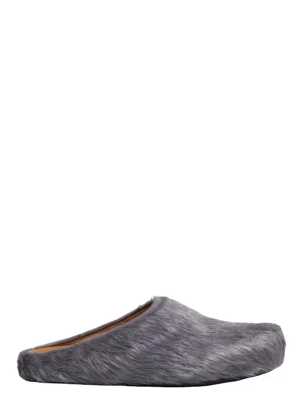Marni Long Hair Calfskin Fussbett Sabot Mule - Grey