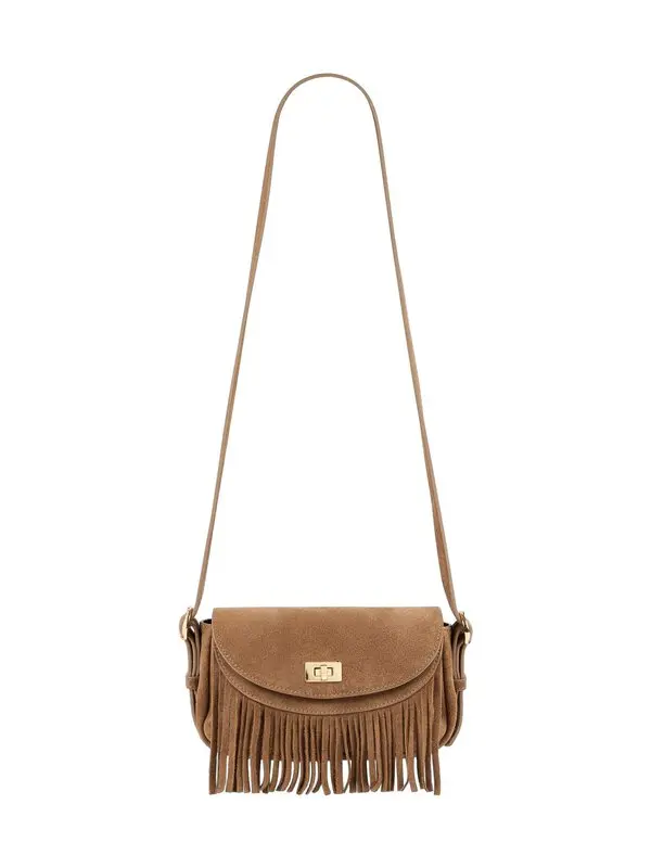 Sandro Mini Mambo Suede Bag - Caramel