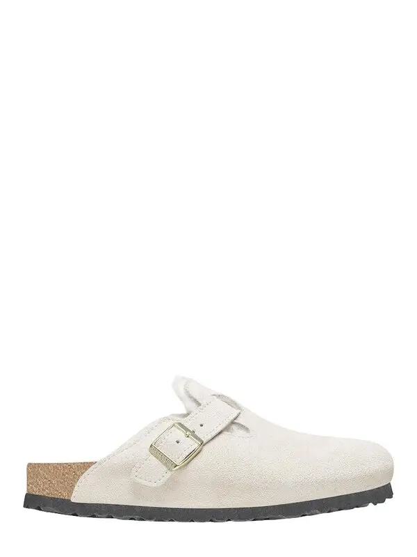 BIRKENSTOCK Boston Shearling Suede Clogs - Antique White