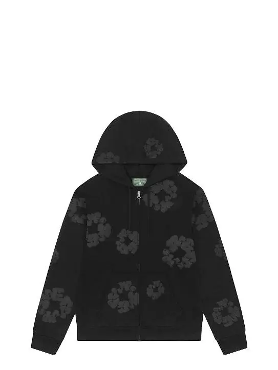 DENIM TEARS Mono Cotton Wreath Zip Hoodie - Black