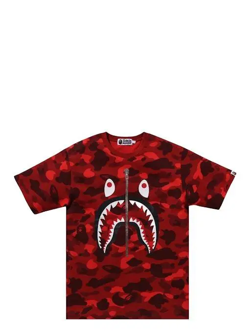 A BATHING APE Camo Shark 1j80109010 Tee Shirt - Red