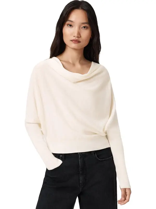 ALLSAINTS Ridley Cropped Wool Sweater - Chalk White