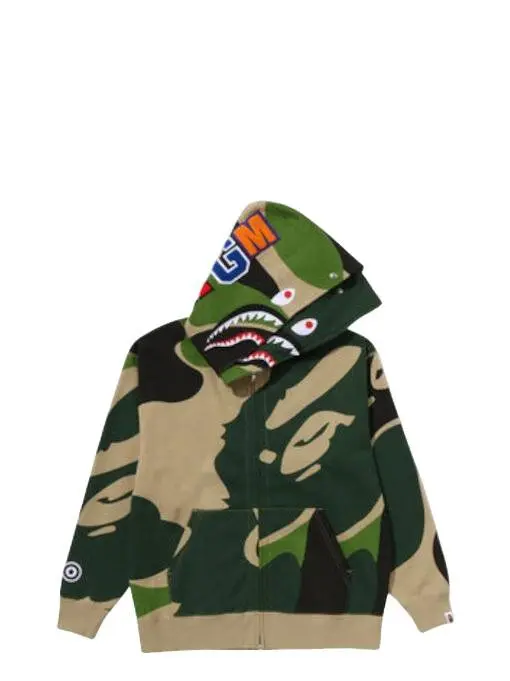 BAPE Mega Abc Camo Double Shark Relaxed Fit Full Zip Hoodie - Green