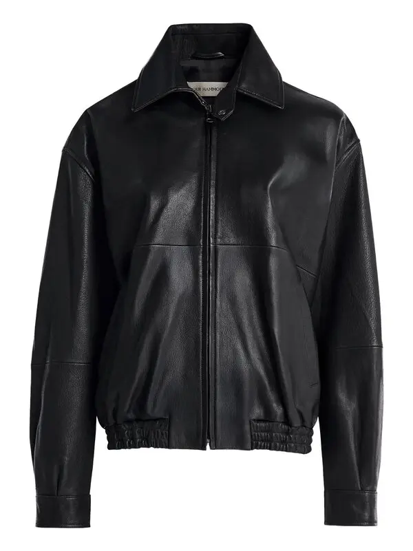 Nour Hammour Doran Leather Bomber Jacket - Black