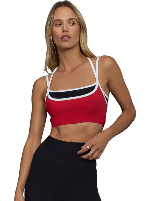 Carbon38 Double Layered Bra In Melt - Black/crimson/white Binding