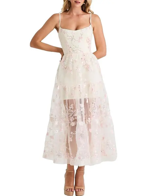 HELSI Adela Floral Tiered Maxi Dress - Ivory/pink
