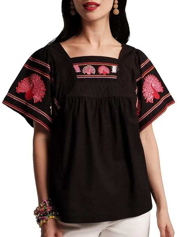 FRANCES VALENTINE Picnic Peacock Top - Black/multi