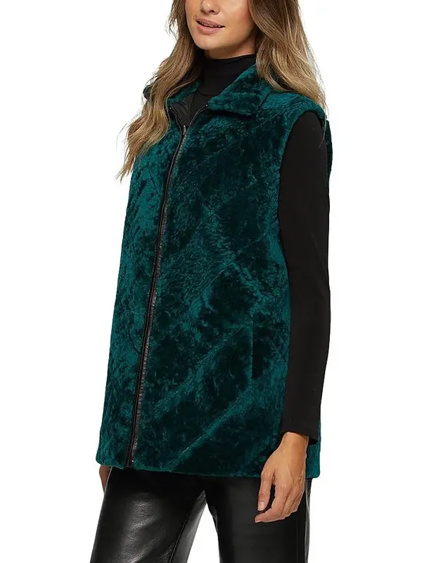 Gorski Reversible Shearling Lamb Vest - Emerald/black