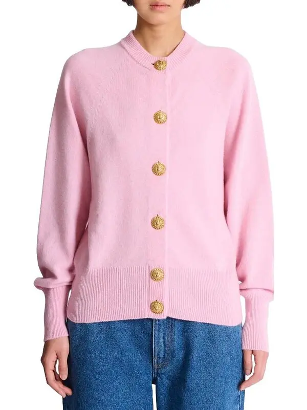 Balmain Buttoned Eco Cashmere Cardigan - Pink