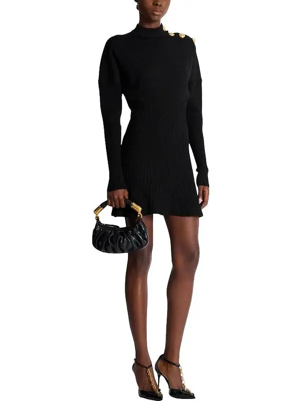 Balmain Short Flared Knit Dress - Black