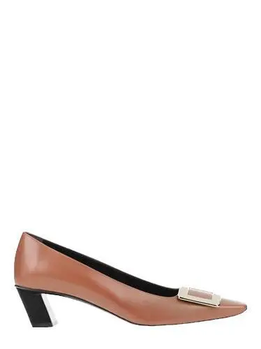 ROGER VIVIER Pumps In Leather With Metal Appliqués - Brown