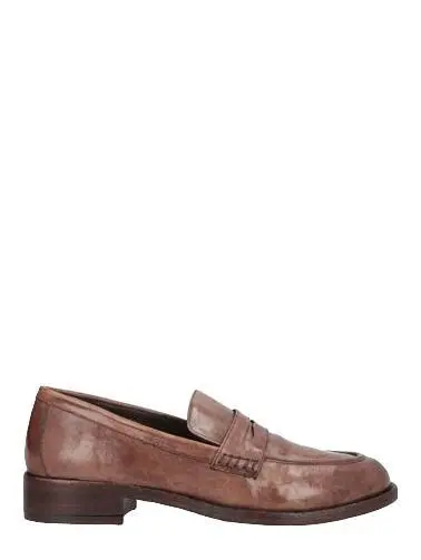 CORAL BLUE Glossed-leather Penny Loafers - Brown