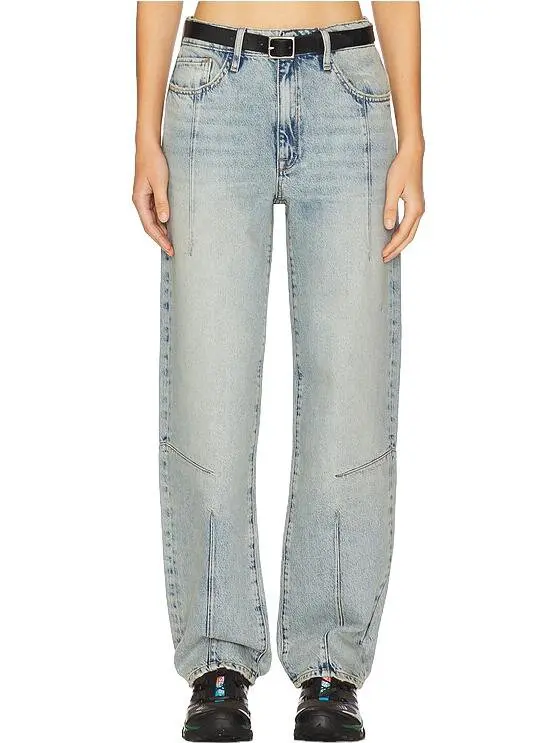 TRIARCHY Goldie Mid Rise Darted Straight Leg Jeans - Venice Indigo