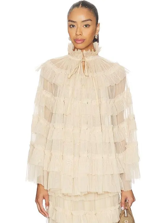 ALLSAINTS Aude Ruffle Cape - Blush Pink