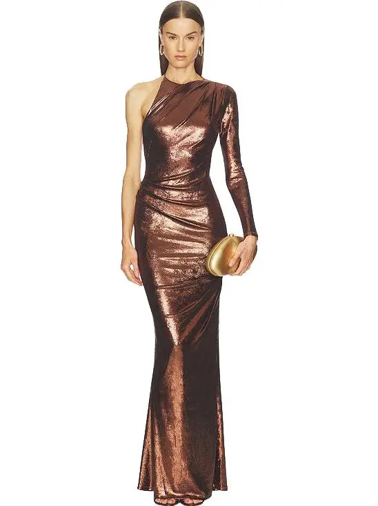 MICHAEL COSTELLO X Giorgio Metallic Maxi Dress - Copper