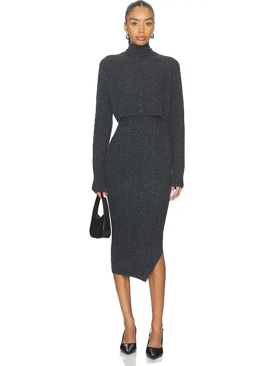 ALLSAINTS Sabine Turtleneck Knit Dress - Charcoal Grey