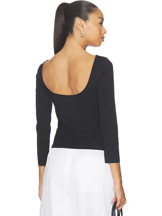 ST. AGNI Soft Jersey Ballerina Top - Jet Black
