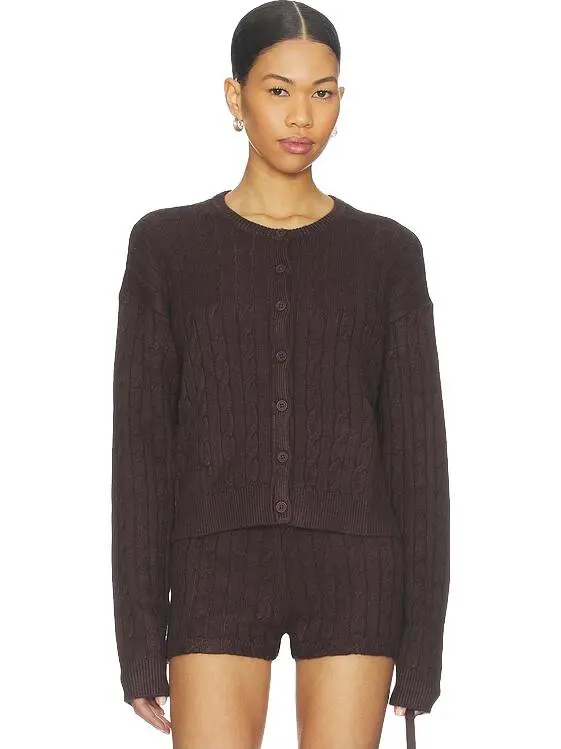 Show Me Your Mumu X Throw On Cardigan - Chocolate Cable Knit