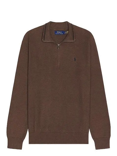 Polo Ralph Lauren 1/2 Zip Sweater Pullover - Nutmeg Brown Heather