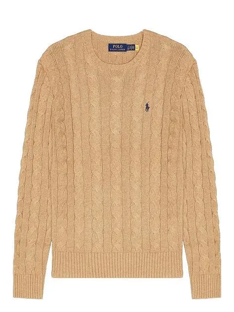 Polo Ralph Lauren Cable Knit Crewneck Sweater - Camel Melange