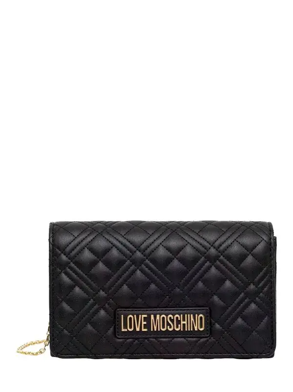 Moschino Quilted Satchel With Chain Strap - Black