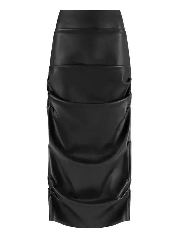 Manière De Voir High-waisted Leather Midi Skirt - Black