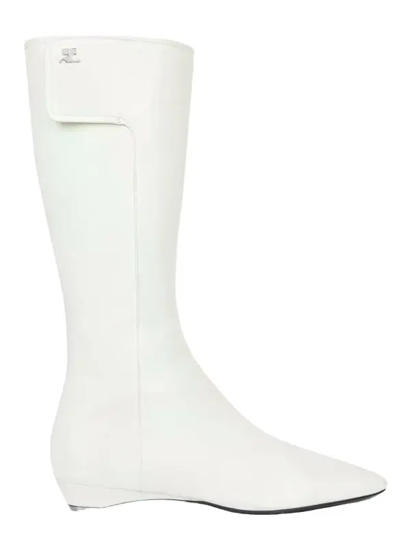 COURREGES Logo-detail Flat Boots - White
